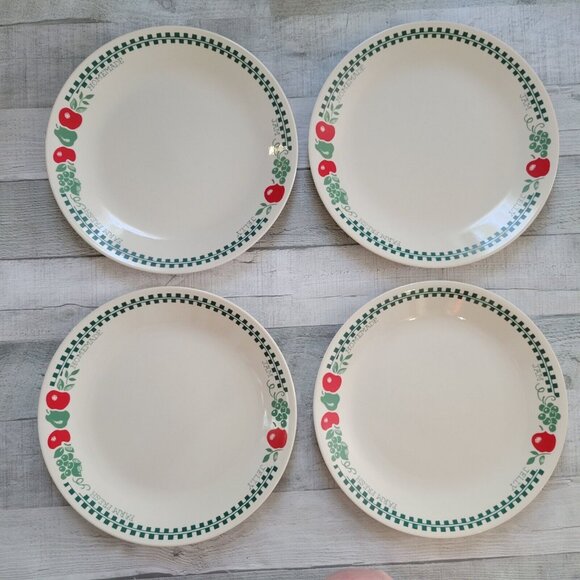 Corelle | Dining | 4 Corelle Farm Fresh Round Dinner Plates Red Apples ...
